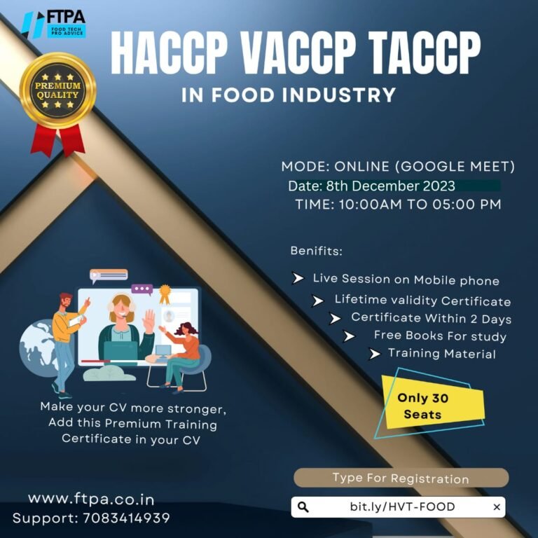 HACCP-VACCP-TACCP Online Training program